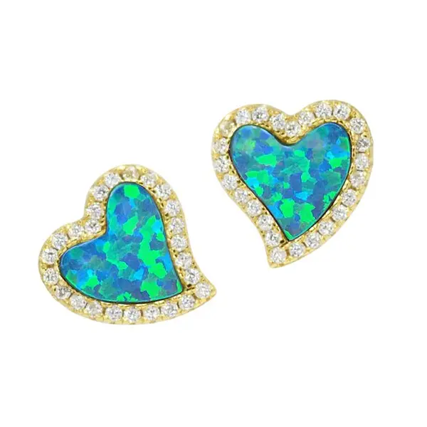 KAMARIA Amore Heart Stud Earrings Opal