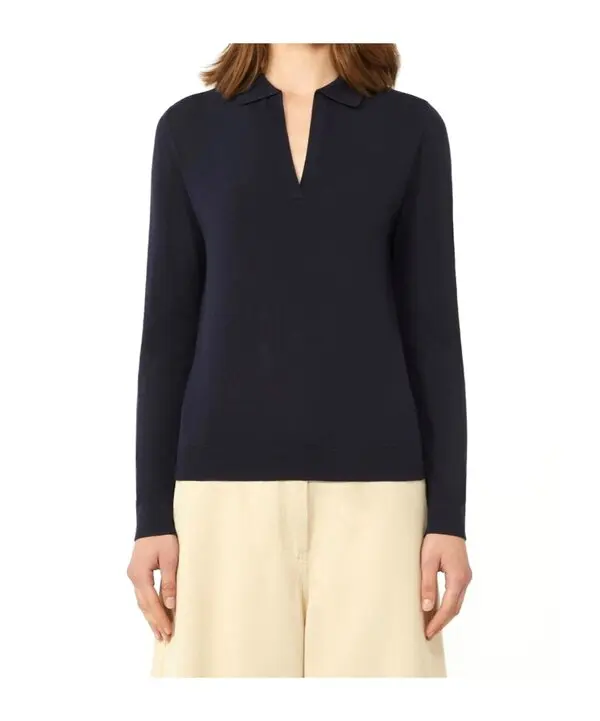 Max Mara Long Sleeve Lapel Polo Shirt