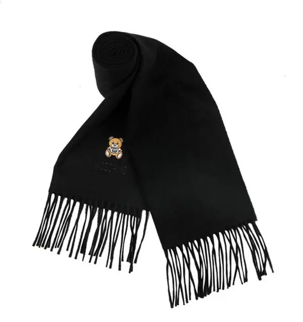 Moschino Logo-embroidered Fringed Scarf