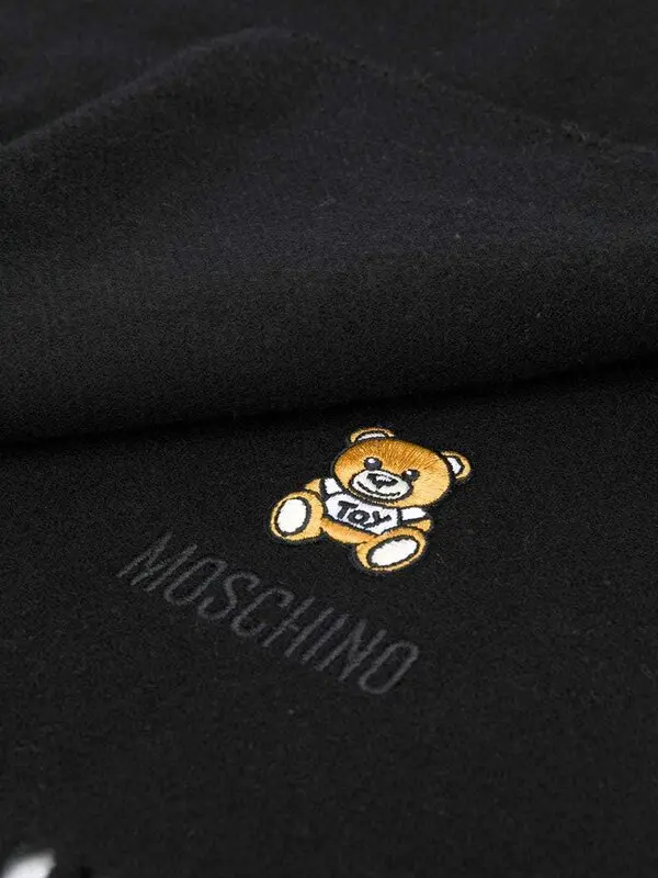 Moschino Logo-embroidered Fringed Scarf