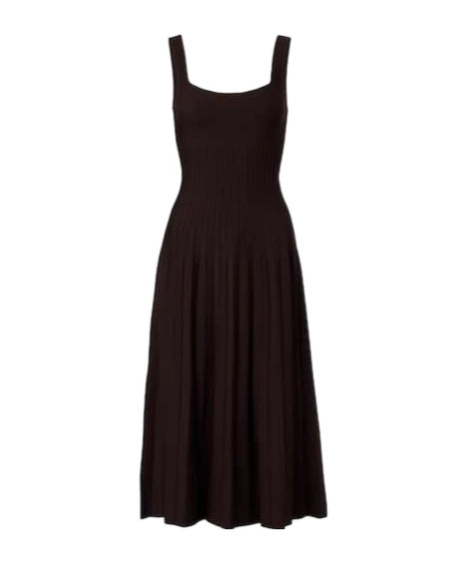 Staud Ellison Pleated Knitted Midi Dress