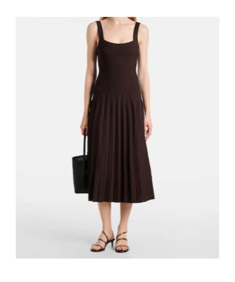 Staud Ellison Pleated Knitted Midi Dress