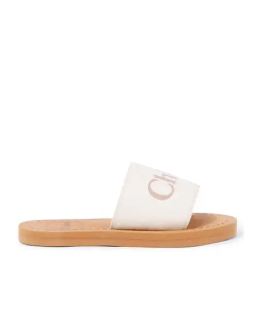 Chloé Logo Embossed Denim Slides