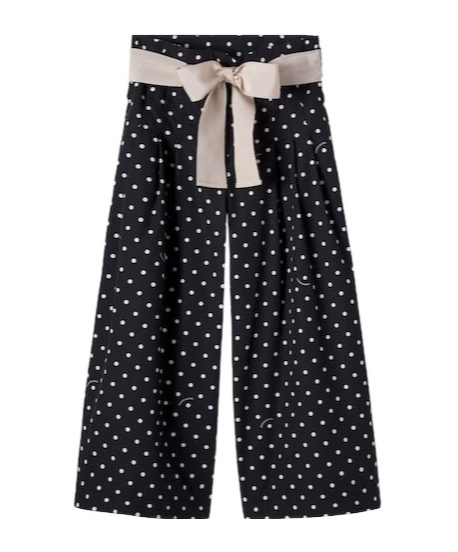 Monnalisa Polka-dot Cotton Poplin Pants - Black