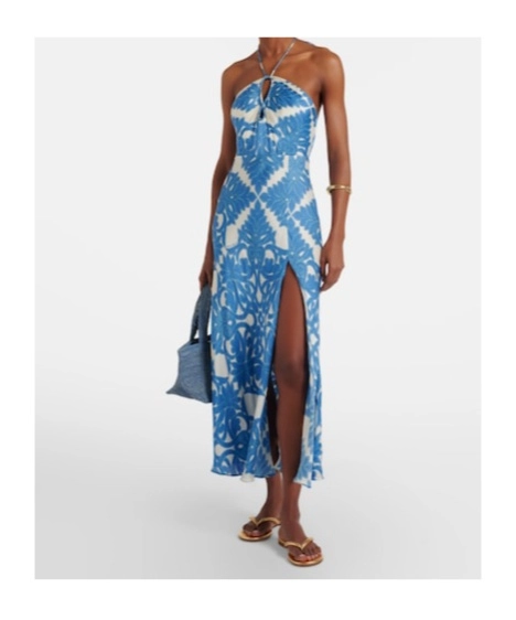 Poupette St Barth Stella Printed Satin Maxi Dress
