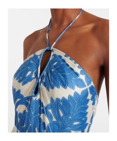 Poupette St Barth Stella Printed Satin Maxi Dress