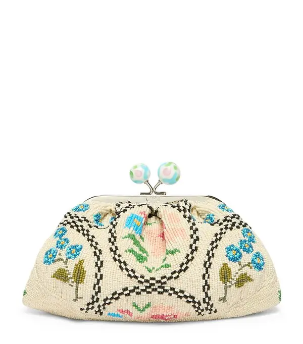 Max Mara Cotton Beaded Clutch Bag - Pink