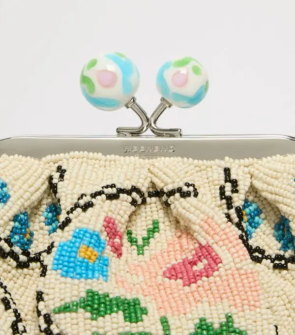 Max Mara Cotton Beaded Clutch Bag