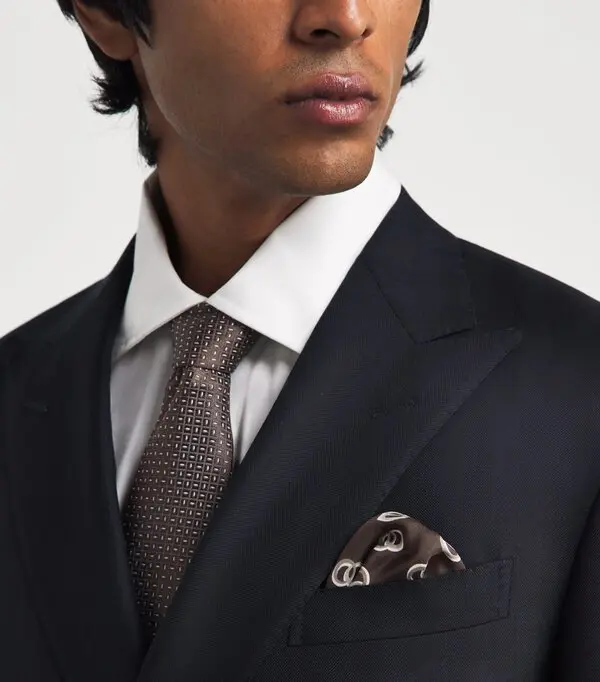 Isaia Silk Printed Pocket Square