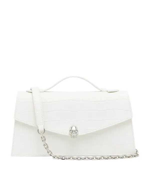 Alexander McQueen Croc-embossed Skull Top-handle Bag