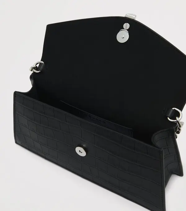 Alexander McQueen Mini Croc-embossed Skull Shoulder Bag