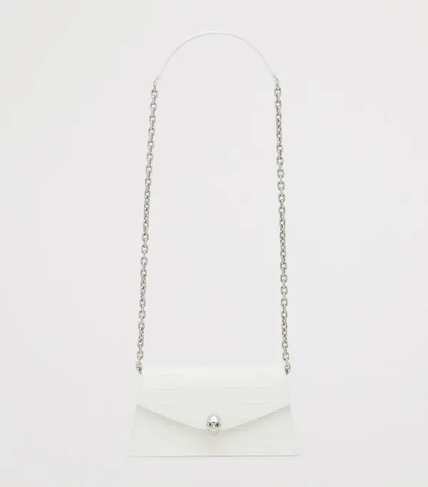 Alexander McQueen Mini Croc-embossed Skull Shoulder Bag