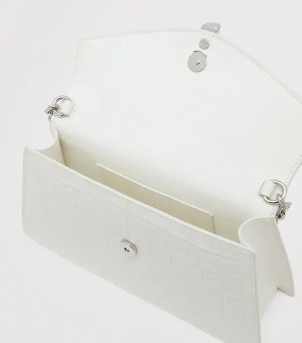 Alexander McQueen Mini Croc-embossed Skull Shoulder Bag