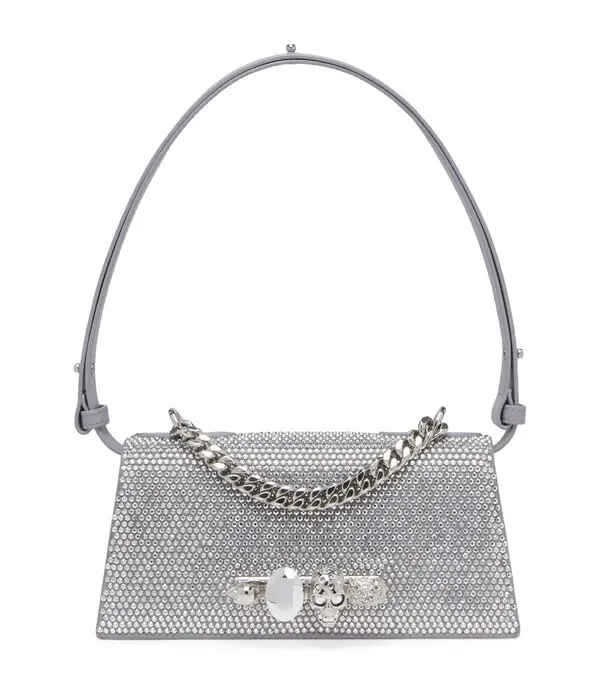 Alexander McQueen Leather Jewelled Shoulder Bag - Silver