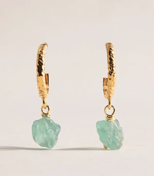 HERMINA ATHENS Plated Turquoise Hoop Earrings