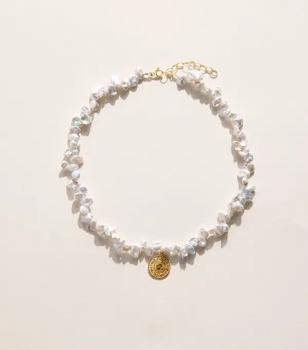 HERMINA ATHENS Freshwater Pearl Shield Pendant Necklace