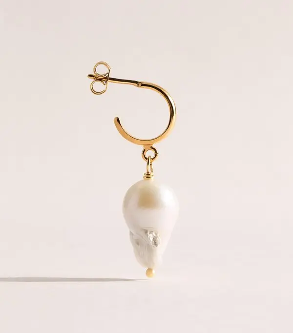HERMINA ATHENS Plated Freshwater Pearl Hoop Earrings