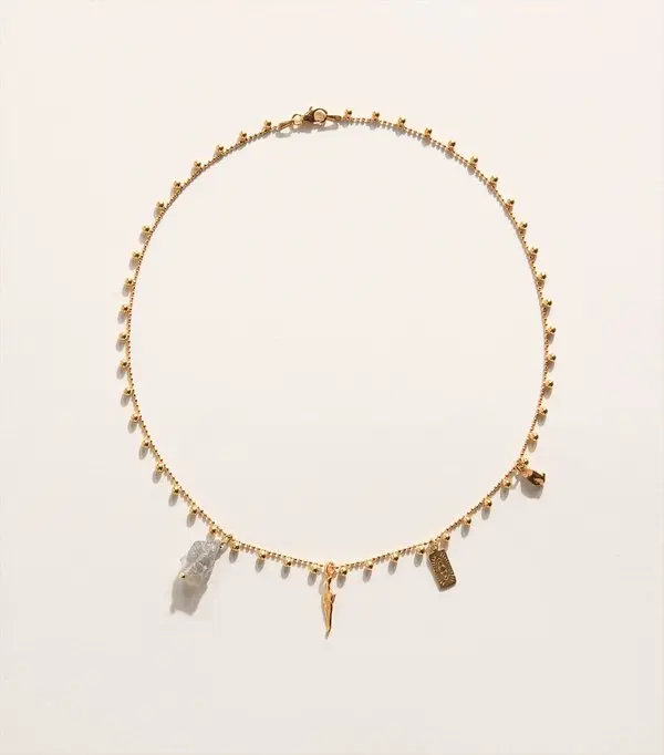 HERMINA ATHENS Plated Olympos Charm Necklace With Labradorite