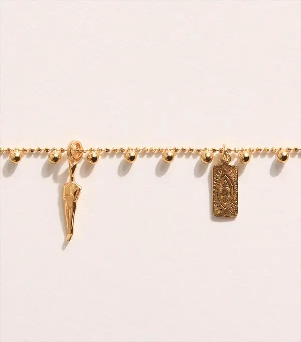 HERMINA ATHENS Plated Olympos Charm Necklace With Labradorite