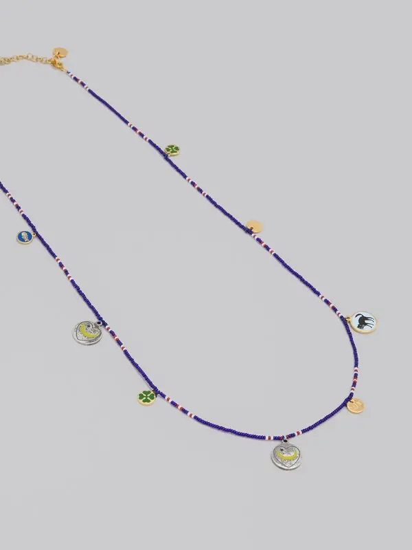 Marni Charm-detail Beaded Necklace