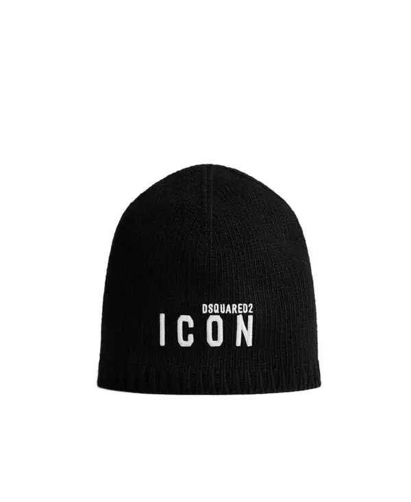 Dsquared2 Logo Printed Knitted Beanie - Black