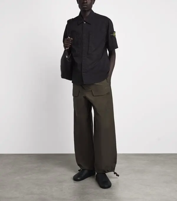 Stone Island Stretch-cotton Short-sleeve Shirt - Black