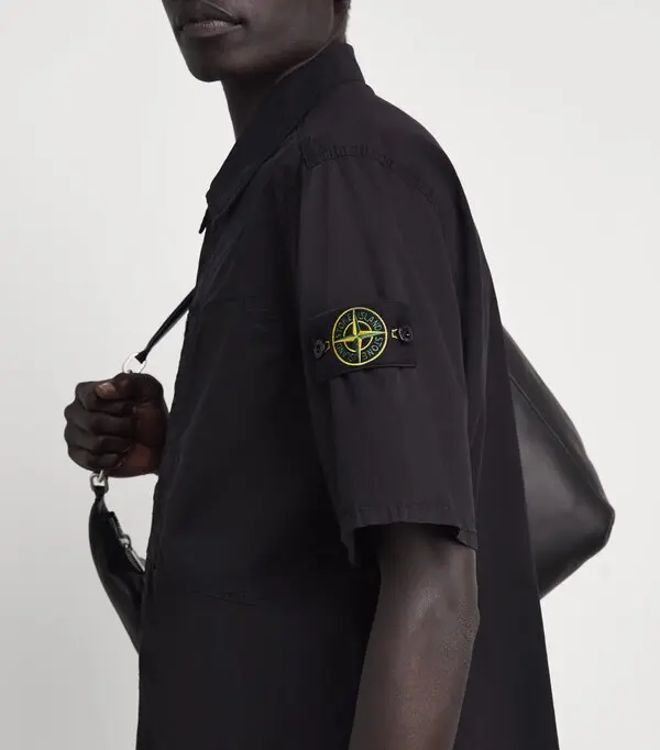 Stone Island Stretch-cotton Short-sleeve Shirt - Black