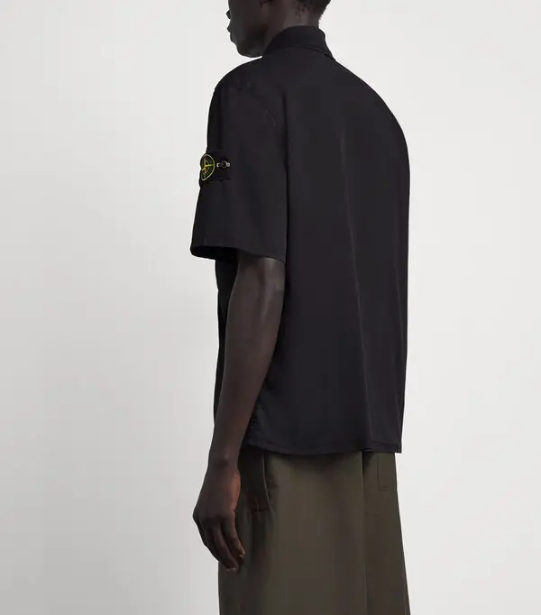 Stone Island Stretch-cotton Short-sleeve Shirt - Black