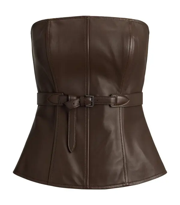 Ralph Lauren Lambskin Jenevieve Bustier Top - Blue