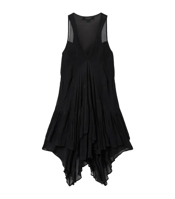ALLSAINTS Gretel Asymmetric Tiered Midi Dress