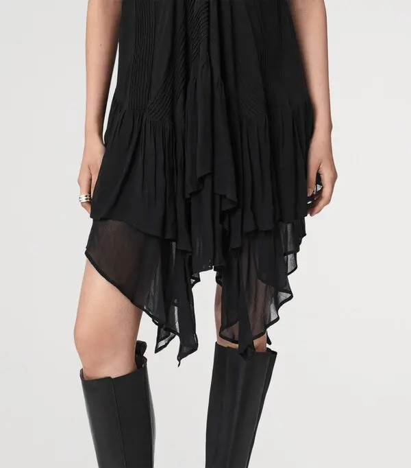 ALLSAINTS Gretel Asymmetric Tiered Midi Dress