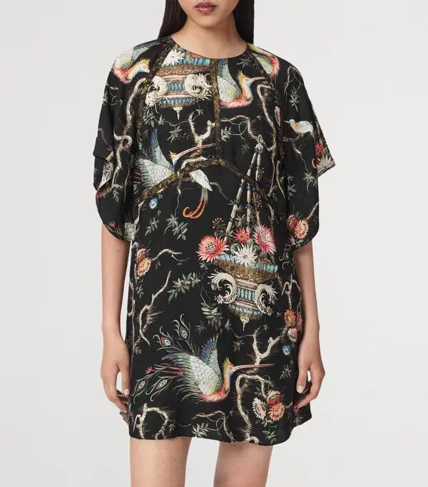 ALLSAINTS Xena Printed Mini T-shirt Dress - Black