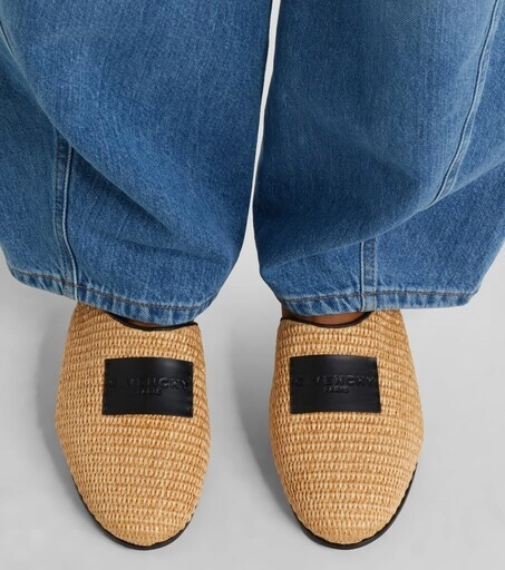 Givenchy Label Leather Trim Woven Mules