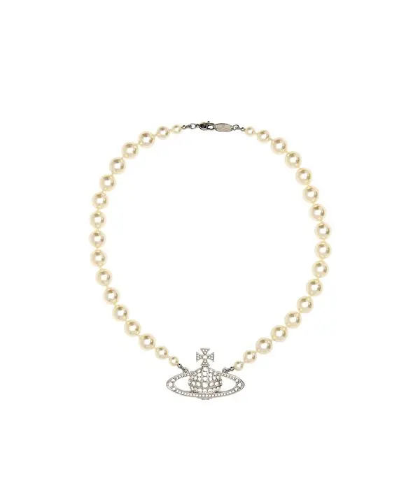 VIVIENNE WESTWOOD Logo Embellished Pearl Choker - Yellow