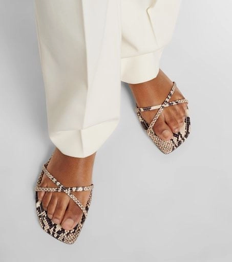 Paris Texas Biarritz Snake-effect Leather Sandals