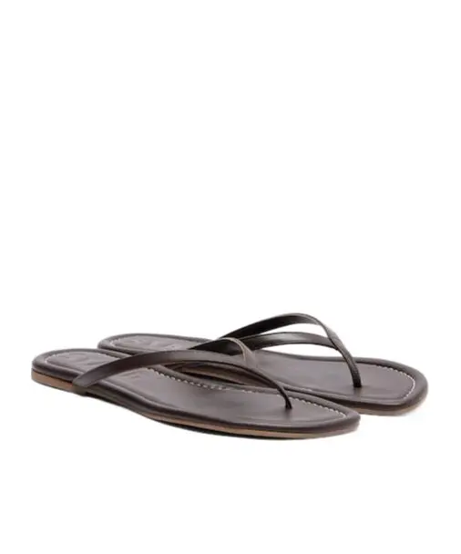 Staud Freja Leather Thong Sandals - Gray