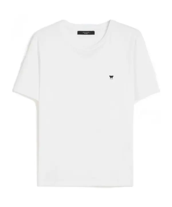 Max Mara Butterfly Logo Embroidered Crewneck T-shirt - White