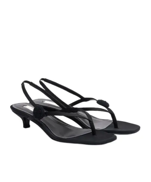 TOTEME Floral-appliqué Suede Slingback Sandals - Black