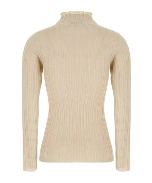 Fabiana Filippi Ribbed Turtleneck Knit Top - Nude
