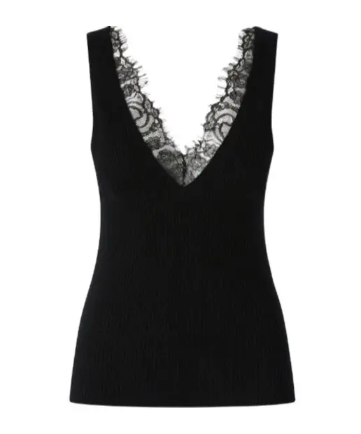 Pinko Lace-trim Tank Top - Black