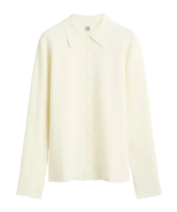 TOTEME Compact-knit Buttoned Cardigan - White