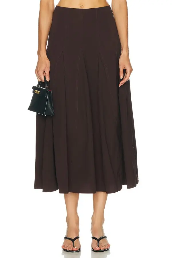 A.L.C. Tali Pleated Midi Skirt - Ganache