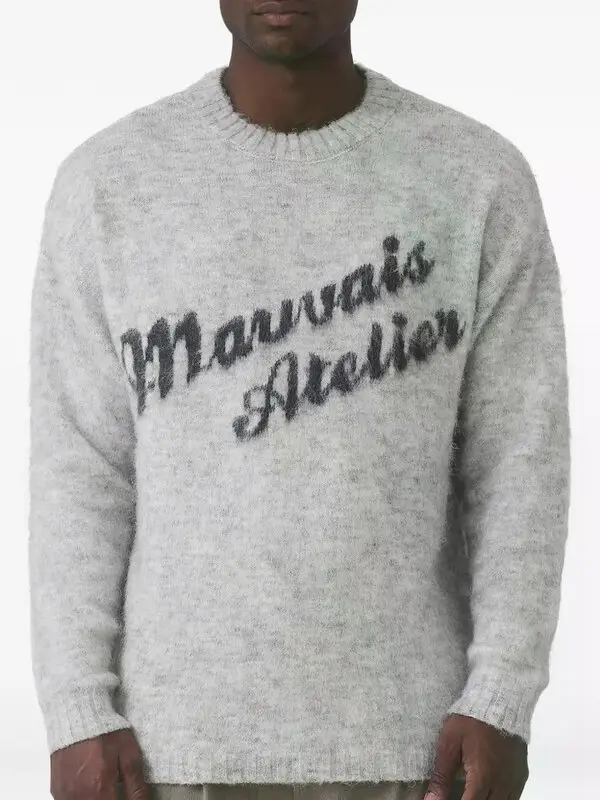 MAUVAIS Logo-print Brushed-knit - Grey