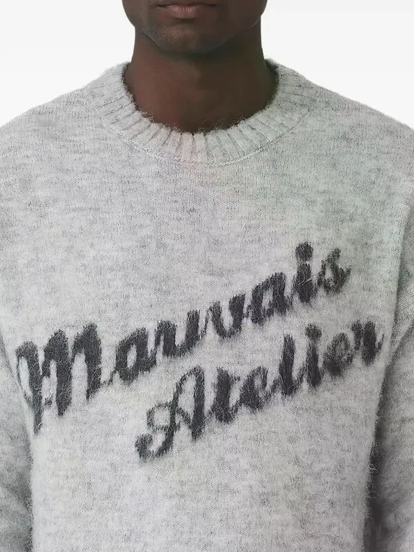 MAUVAIS Logo-print Brushed-knit Crewneck Sweater