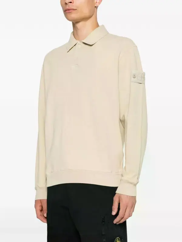 Stone Island Logo-patch Long-sleeve Polo Shirt