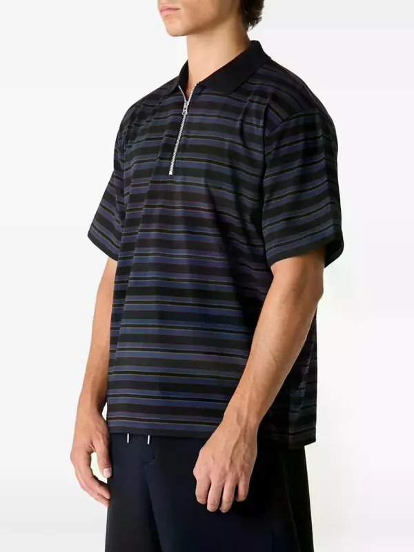 Sacai Striped Zip-neck Polo Shirt