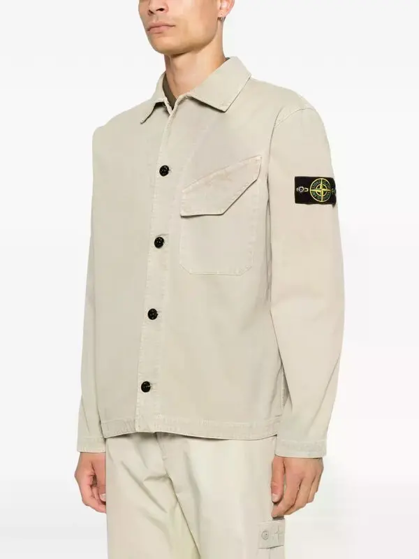 Stone Island Logo-patch Chest-pocket Shirt Jacket