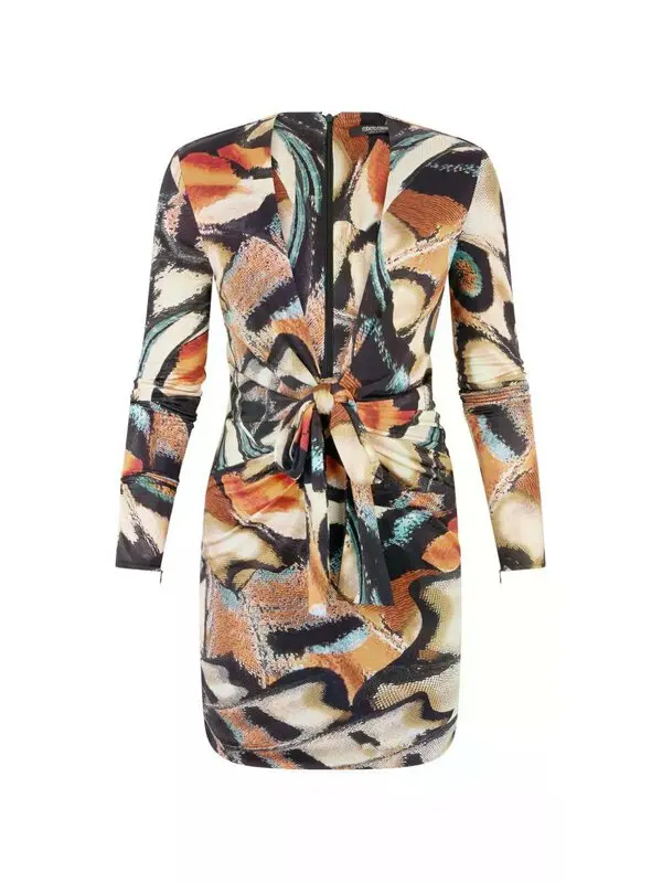 Roberto Cavalli Butterfly-print Knot-detail Mini Dress - Orange