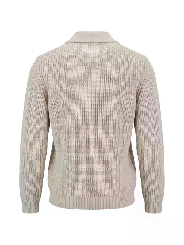 LARDINI Ribbed-knit Button-down Wool Cardigan
