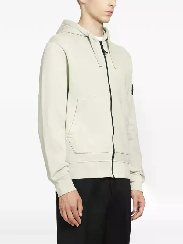 Stone Island Logo-patch Zip-up Hoodie - Neutrals